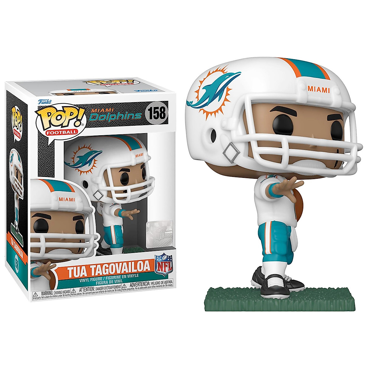 Team Football Dolphins Pop Figure Tua Tagovailoa Player Bunded woth Mad Lids Cap Blind Bag 2 Pack Case National League 3-Items