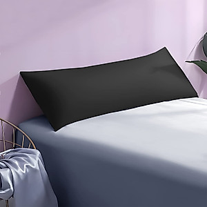 OLESILK Silk Body Pillowcase 20x54 Zippered: 100% Mulberry Silk for Hair and Skin, Breathable and Soft for Pregnant and Family, Black