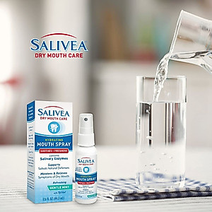 SALIVEA Extra Gentle Dry Mouth Spray - Soothing Mint Mouth Spray with Salivary Enzymes - Moisturizing Mouth Spray to Aid Dry Mouth - Supports Saliva's Natural Defenses - 250 Pumps (1.5oz Bottle)