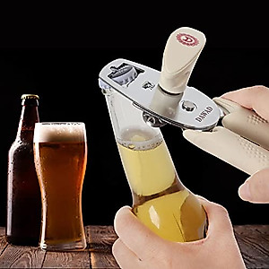 DAWAD Can Opener Manual Stainless Steel Safety Can Opener Good Grips Smooth Edge Easy Use 7.87 Inch Cream White