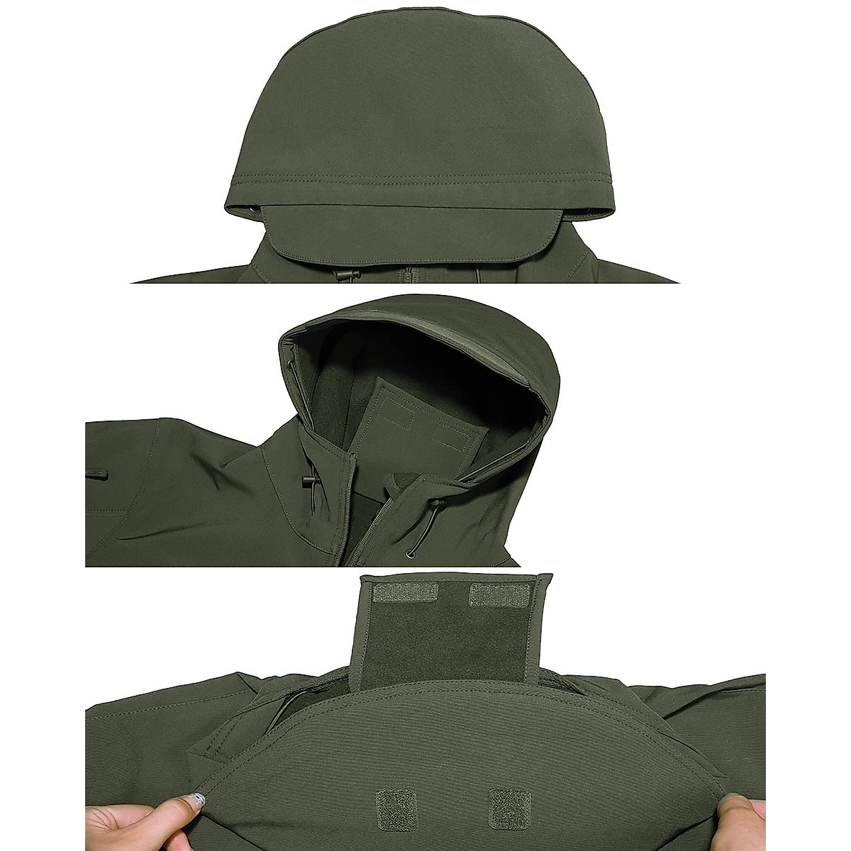 FREE SOLDIER Men's Outdoor Waterproof Soft Shell Hooded Military Tactical Jacket (Green Medium/US)