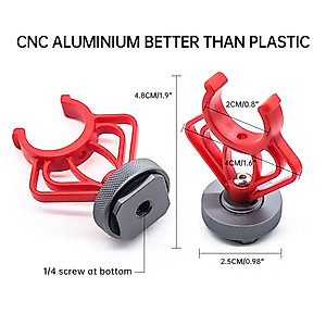 2PCS On Camera Microphone Shock Mount Holder Bracket Brackets 1/4'' Screw Female Mount for RODE VideoMicro,MM1,VXR10,MCM-1,M80 Mini Cardioid Shotgun Microphone,Aluminium Base