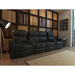 Octane Turbo XL700 Black Bonded Leather with Manual Recline (Row of 4 Straight Middle Loveseat)