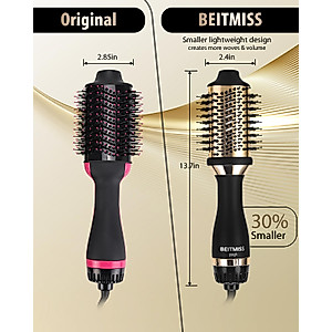 BEITMISS Hair Dryer Brush, Blow Dryer Brush Oval Barrel for Quick and Salon-Quality Results, Detachable Hot Air Brush with Ionic Technology Volumizer and Styler for Frizz Control and Shine