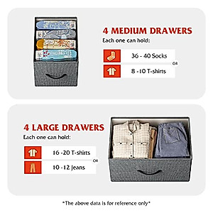 WLIVE Dresser for Bedroom with 8 Drawers, Wide Fabric Dresser for Storage and Organization, Bedroom Dresser, Chest of Drawers for Living Room, Closet, Hallway, Nursery, Dark Grey