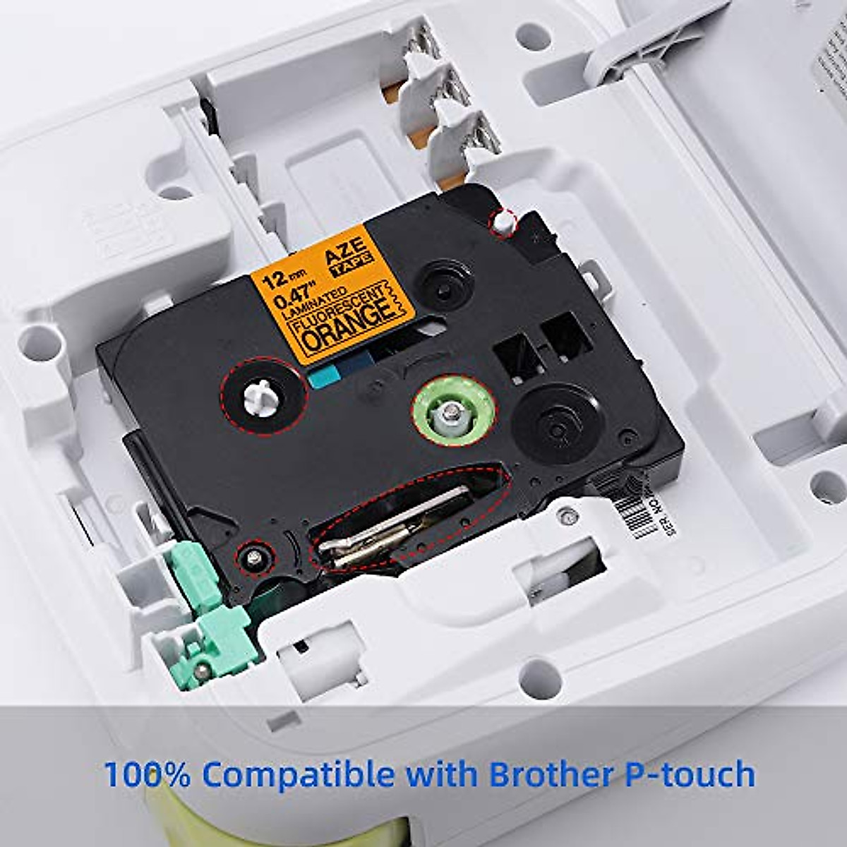 MarkDomain Compatible Label Tape Replacement for Brother P Touch TZe Label Tape 12mm 0.47 Inch (Black on Red/Blue/Yellow/Green/Orange) for P Touch PT-D210 H110 Label Maker, Laminated, 5-Pack