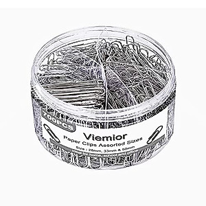 Paper Clips Assorted Sizes, Viemior 700pcs Paper Clips Paperclips for Paperwork - Large Paper Clips, Medium and Small Paper Clips (50 mm, 33mm & 28 mm) - Silver