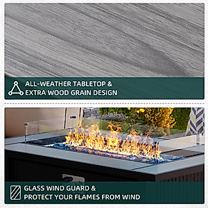 SUNLEI 45 Inch Gas Fire Pit Table, Patio Outdoor Propane Fire Pits with Removable Lid and Lava Rock, 50000 BTU Waterproof Cover and Tables for Patio Garden(Grey)…