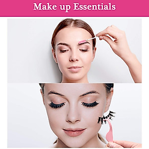 24 Pieces Plastic Eyelash Extension Tweezers False Eyelash Applicator Tool Eyelash Auxiliary Clip and 100 Pieces Eyelash Brush Mascara Wands Applicator for Eyelash Application (Pink)