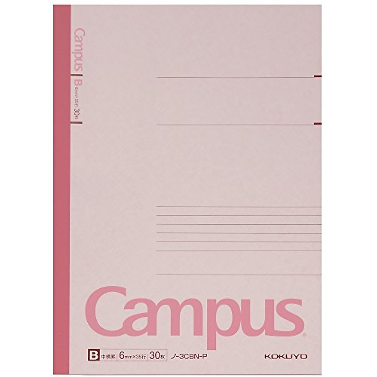 Kokuyo Campus Notebook, B 6mm(0.24in) Ruled, Semi-B5, 30 Sheets, 35 Lines, Pack of 5, 5 Colors, Japan Improt (NO-3CBNX5)