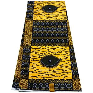 African Ankara Wax Prints Fabrics-Eyes Design- Green, Yellow, Black, White -Sell by 6 Yards- 100% Cotton-for Men and Women