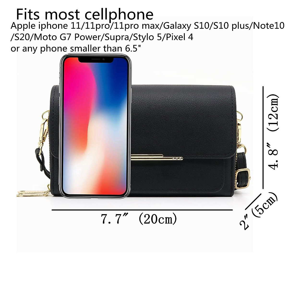 crossbody bags for women,Small Purse for Women Crossbody Wallet with Shoulder Strap Cute Cellphone Cross Bags(Black)