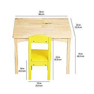 Amazon Basics Kids Wood Table and 4 Chair Set, Natural Table, Assorted Color