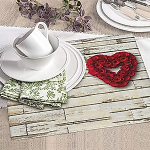 Red Heart-Shaped Roses Printed Drying Mat For Kitchen Ultra Absorbent Microfiber Dishes Drainer Mats Non-Slip Silicone Quick Dry Pad - 18 X 16inch