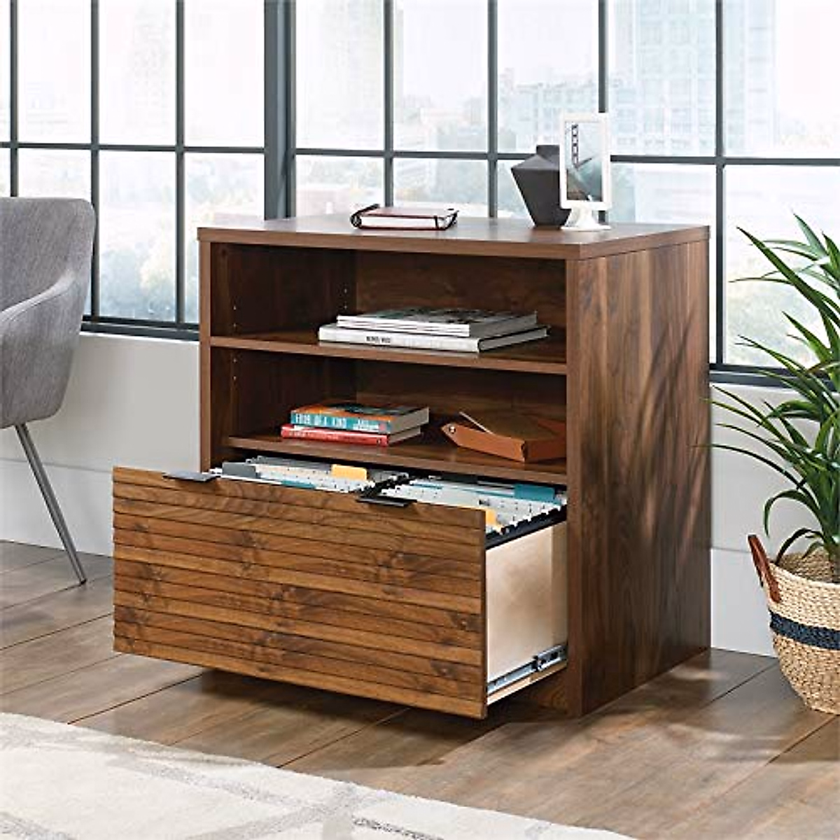 Sauder Harvey Park Engineered Wood Lateral File Storage Cabinet in Grand Walnut
