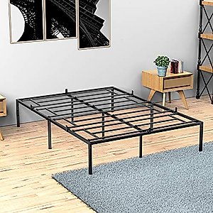 IDEALHOUSE Full Metal Platform Bed Frame with Sturdy Steel Bed Slats,Mattress Foundation No Box Spring Needed Large Storage Space Easy to Assemble Non-Shaking and Non-Noise Black, C80