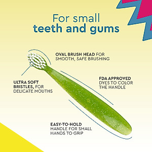 RADIUS Totz Toothbrush Extra Soft Brush BPA Free & ADA Accepted Designed for Delicate Teeth & Gums for Children 18 Months & Up - Blue Coral Yellow - Pack of 3