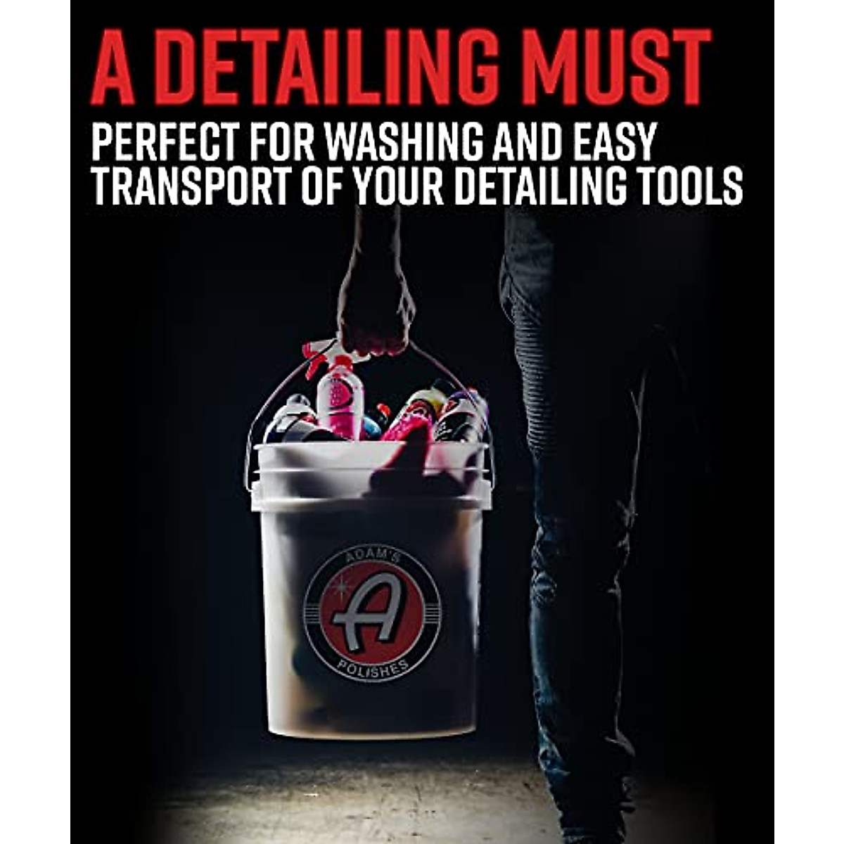 Adam's Wash Bucket (5 Gallon Bucket + Grit Guard) - Car Detailing Tool for Car Washing & Garage Storage | Stores Car Wash Soap, Foam Cannon, Foam Gun, Microfiber Towels & More