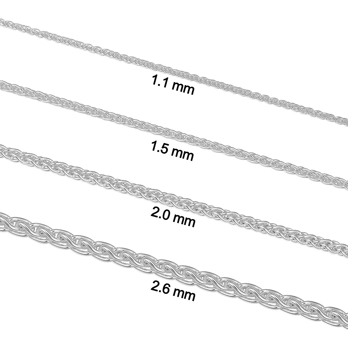 Kooljewelry Sterling Silver Round Wheat Chain Necklace (1.5 mm, 20 inch)