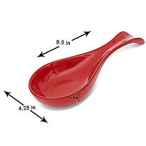 Home Intuition Ceramic Spoon Rest 10.50" x 4.35" x 1.50", Red
