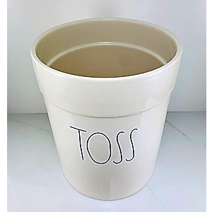 Rae Dunn by Magenta “TOSS” Bathroom Wastebasket Trash Can - White Inside