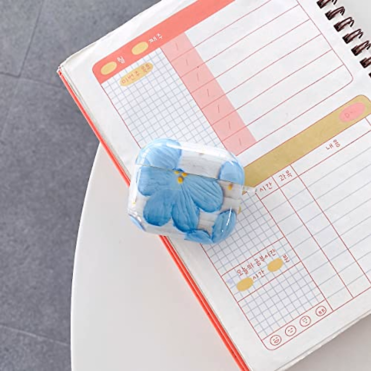 Compatible with AirPods 3rd Generation 2021 IMD Case Cover, Blue Floral Case for Women Girls Cute Soft Cover Accessories with Pendant for AirPods 3 Case