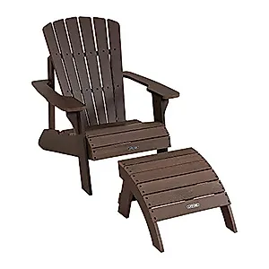 Lifetime 60294 Adirondack Chair and Ottoman Set, Rustic Brown