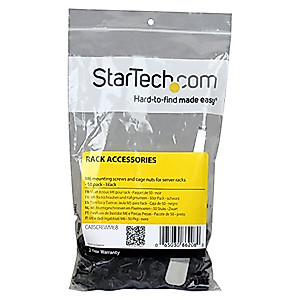 StarTech.com M6 Cage Nuts and Screws - 50 Pack - 12mm Rack Screws and Cage Nuts - Black , TAA (CABSCREWM6B)