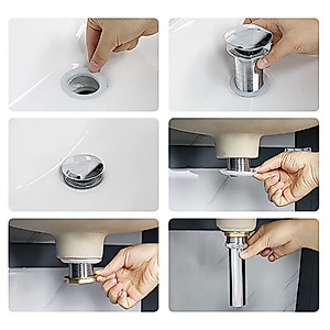 YCCUZA Bathroom Faucet Vessel Pop Up Sink Drain Without Overflow Chrome Drain Stopper No Overflow Pop Up Sink Drain for Bathroom Faucet Vessel Vanity Sink