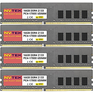 NVTEK 64GB (4X16GB) DDR4 2133MHZ PC4-17000 UDIMM 2Rx8 1.2V 288-PIN Non-ECC Unbuffered Desktop PC Computer Memory KIT