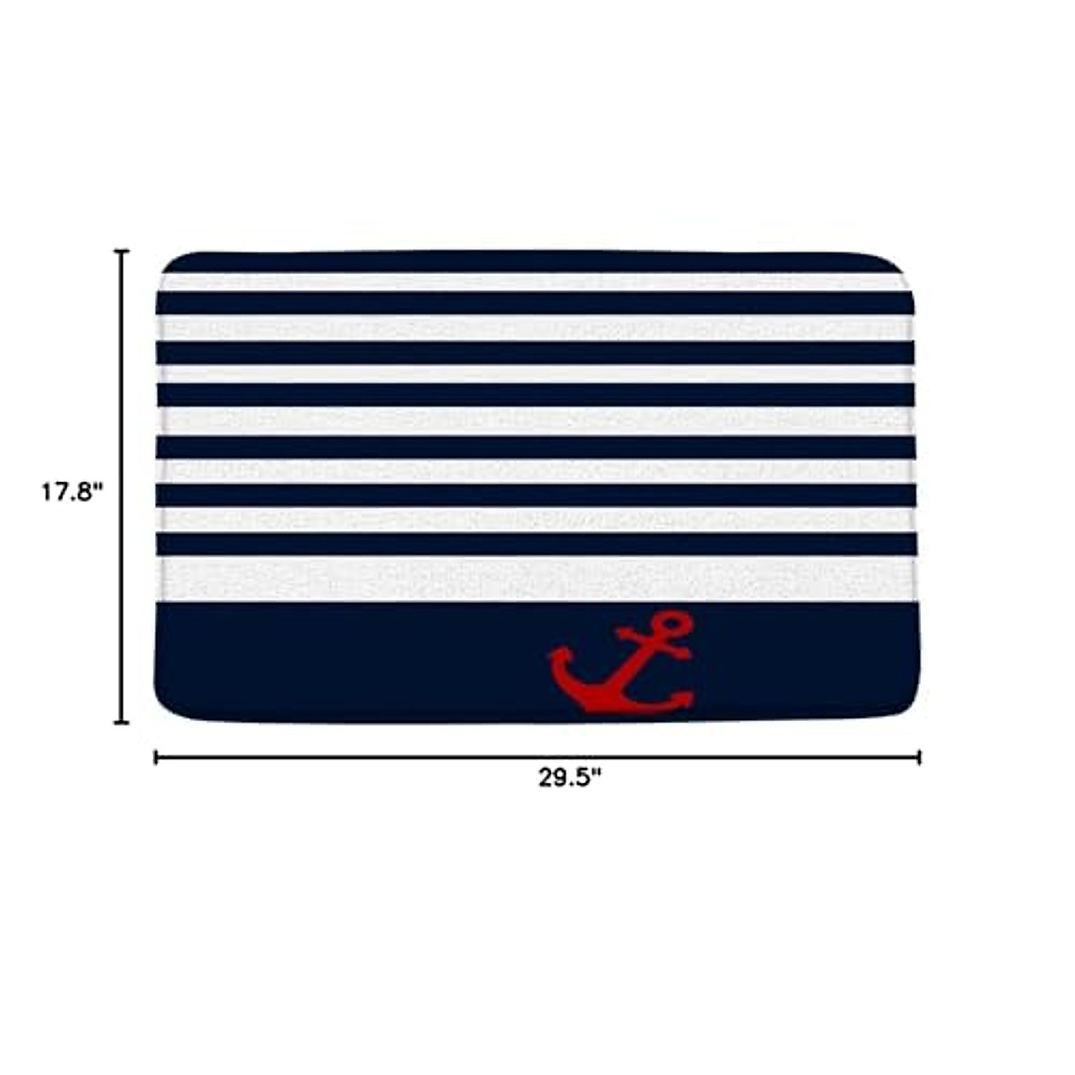 ZSSEZS Nautical Anchor Bath Mat Red Anchors Navy Blue White Stripe Tropical Ocean Sea Creative Navigation Art Microfiber Memory Foam Absorbent Rug Floor Mats Bathroom Decor,Navy Blue White