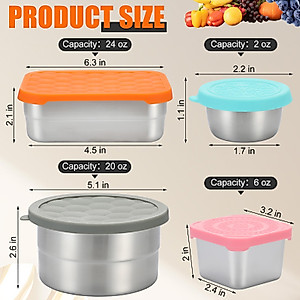RimCereal 4 Pcs Stainless Steel Lunch Containers with Lids Metal Lunch Box Leakproof Salad Snack Containers for Kids