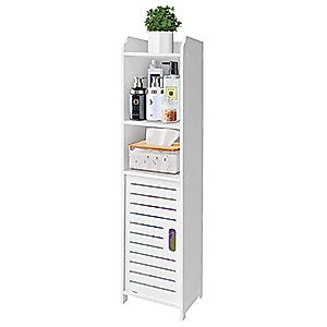 SENYAN Waterproof Bathroom Floor Storage Cabinet with Doors and Shelves, Freestanding Bathroom Storage Cabinet Floor Cabinet for Living Room, Bedroom, Bathroom, Kitchen, White