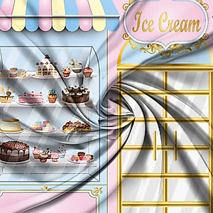 Ice Cream Parlor Shop Backdrop Summer Pink Sweet Candy Princess Girl Baby Shower Birthday Photography Background Doughnut Party Decoration Banner Photo Studio Booth Props 7X5FT CEM197B