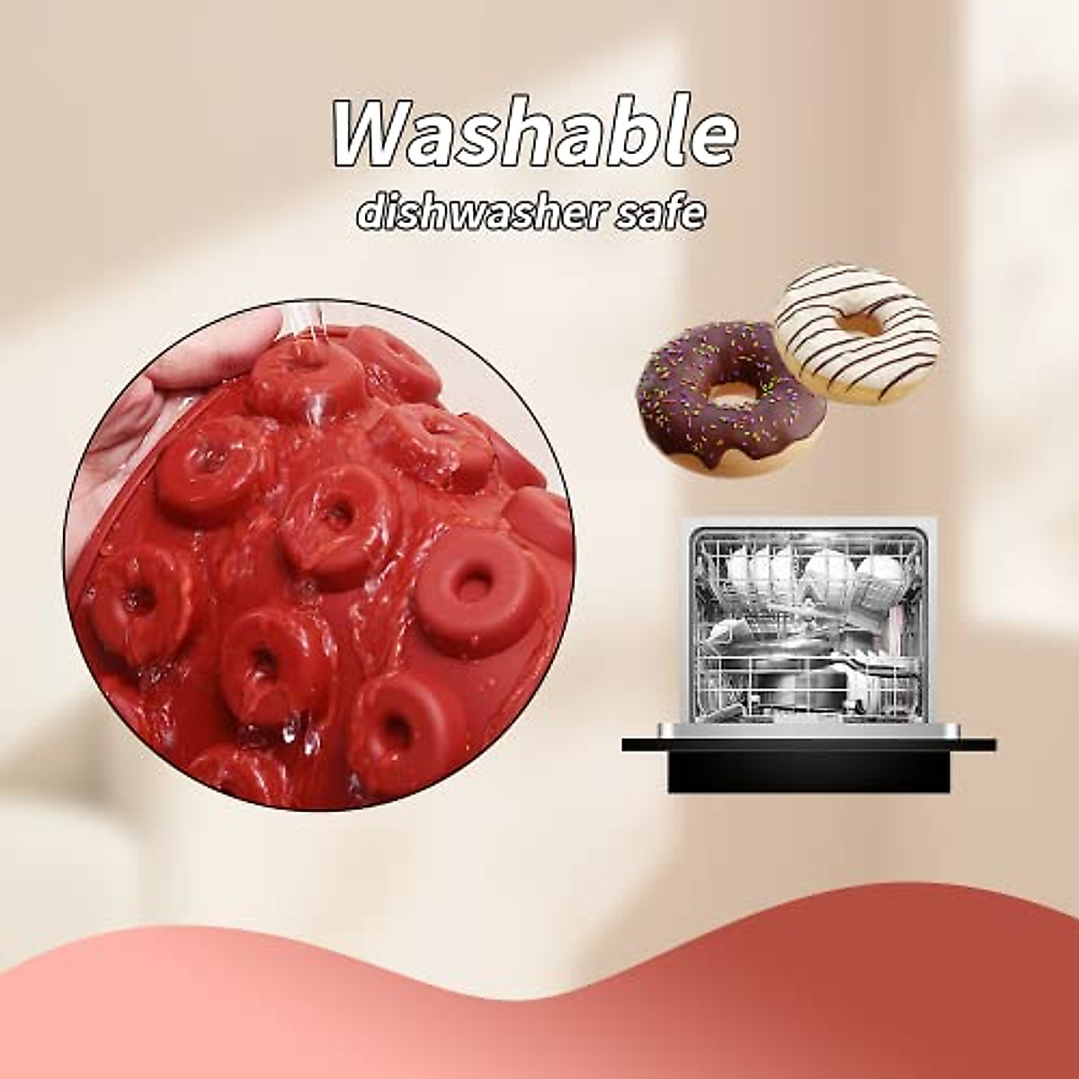 YMPEKA Donut Mold Silicone for Baking Mini Donut Pan 18 Cavity Doughnut Baking Mold Tray BPA Free and Dishwasher Safe, Non-stick Silicone Baking Pan for Making Muffin Cakes, Tart, Bread