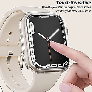 HANKN 2 Pack 45mm Clear Screen Protector Case for Apple Watch Series 9 8 7 45mm Case, Soft TPU Full Coverage Front Protective Shockproof iWatch Bumper Cover (Clear+Clear, 45mm)