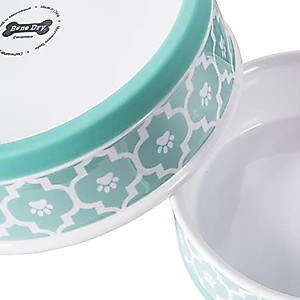 Bone Dry Lattice Collection Pet Bowl & Canister, Single Dish, Medium 6x2", Aqua