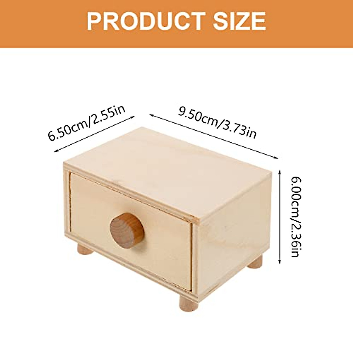 ARTIBETTER Unfinished Wooden Jewelry Drawer Box: Mini Wood Craft Box 3pcs Natural DIY Craft Stash Boxes Treasure Box Jewelry Organizer Holder Storage Trunks Storage Chests Jewery Case for Storage