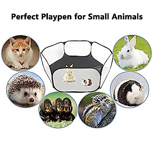 LAIRIES Small Animals Tent, Breathable Transparent Pet Playpen Pop Up Playpen Open Outdoor/Indoor Exercise Fence, Portable Yard Fence for Guinea Pig, Rabbit, Hamster, Chinchillas and Hedgehogs