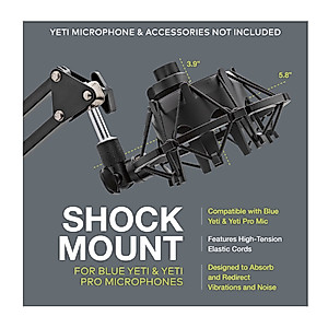 Knox Gear Shock Mount - Microphone Shock Mount for Blue Yeti & Yeti Pro - Shock Mount Mic Holder for Anti Vibration Noise Isolation - Mic Shock Mount Blue Yeti Boom Arm Compatible Mic Stand