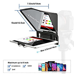 Desview T2 Teleprompter for Tablet Smartphone iPad up to 8 inch,70/30 Beam Splitter Glass,Teleprompter with Remote Control for DSLR Camera Phone Video Recording