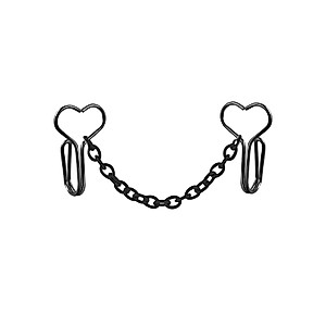 FORUBUS Heart Nose Clip with Chain, Non Piercing Fake Nose Ring for Women Men, Stainless Steel Non Pierced Clip on Nose Stud, Labret Earrings Body Jewelry (black)