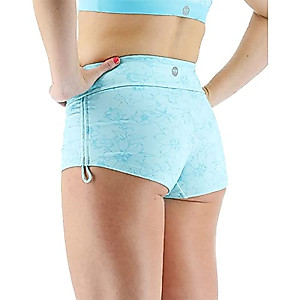 TYR Women's Standard Della Boyshort for Swimming, Yoga, Fitness, and Workout, Teal, Small