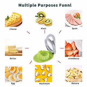 Egg Slicer for Hard Boiled Eggs, Stainless Steel Wire Egg Cutter with Stylish Duotone Plastic Body, Great for Boiled Eggs, Strawberry, Spam, Fruit, Mushroom and More (Gery+Green)