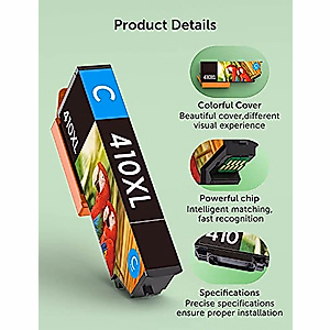 410XL Ink Cartridge Replacement for Epson 410 T410 Ink for Remanufactured Expression XP-7100 XP-830 XP-640 XP-630 XP-530 XP-635 Printer (Black, Cyan, Magenta, Yellow, Photo Black) 5 Pack