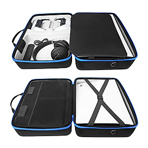Hard Shell Carrying Case for Playstation 5 Console, Travel Case for PS5 Compatible with Disc& Digital Edition with Base On, Storage Bag for PS5 DualSense Controllers/Pulse 3D Headset/Cords and Other Accessories