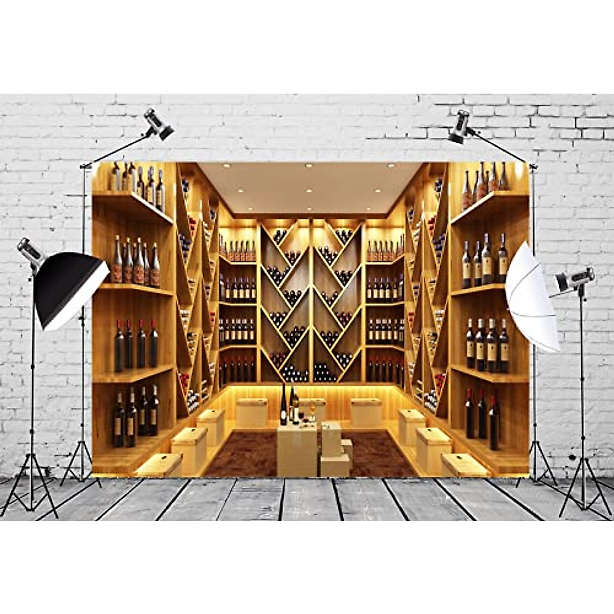 BELECO 10x8ft Fabric Luxurious Wine Cellar Backdrop Wine Vault Bar Club Pub Backdrop Wine Cabinet Red Wine Whiskey Bottles Background Wine Theme Party Decor Wallpaper Men Women Adults Photo Props