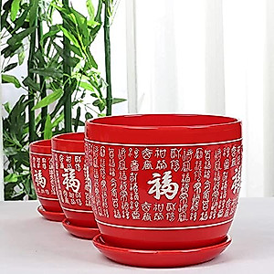 WANIYA1 Chinese Style Big Red Plant Pots Ceramic Succulents Planter Flower Pot Plant Containers Home Decoration Cylinder Planter Outdoor Garden Bonsai Pots Gardening Flower Pots (Size : 21cm)