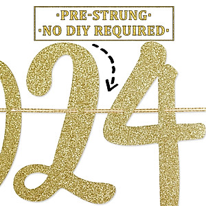Prom 2024 Banner, Graduation Banner, Prom Party Decorations, Gold Glitter
