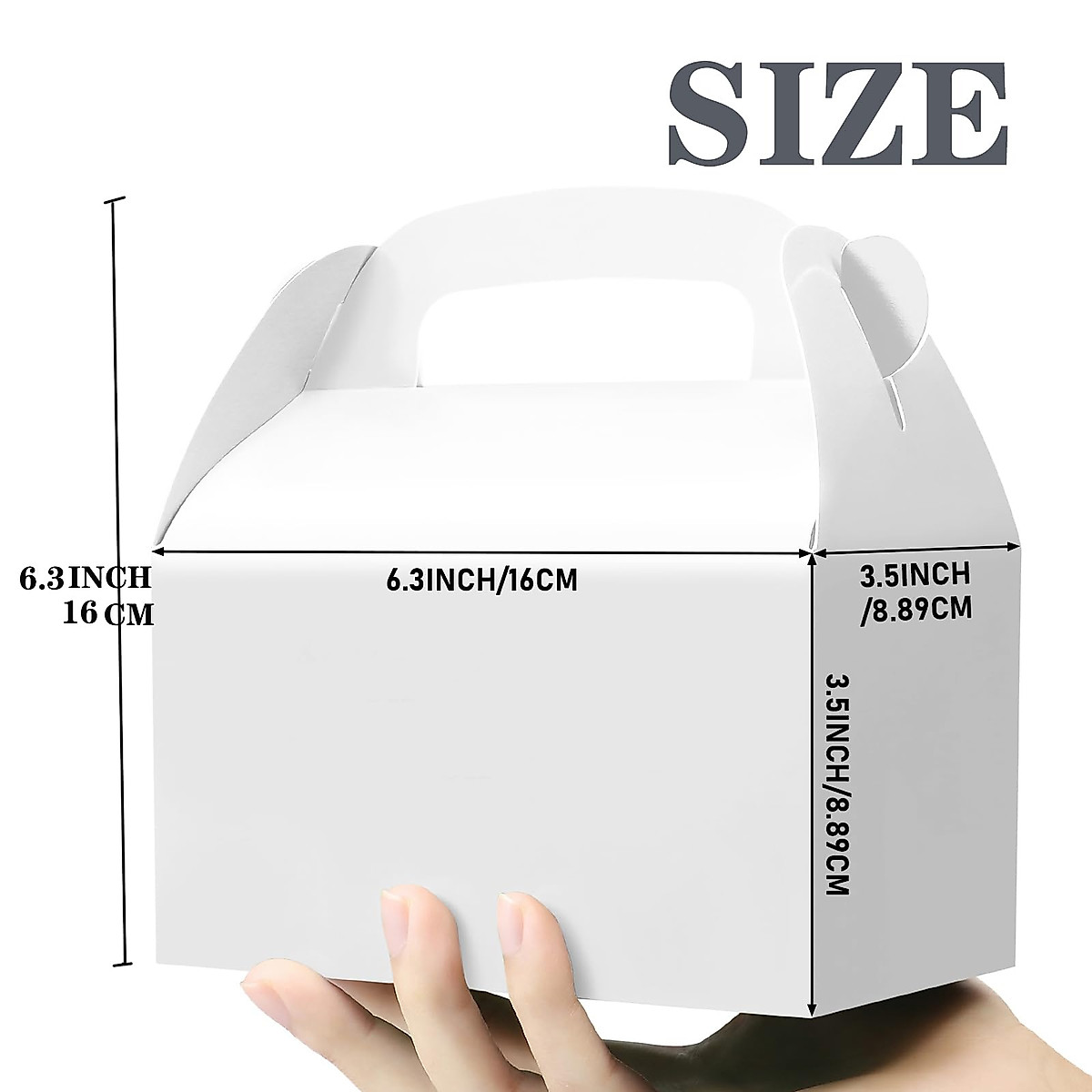 Oletx 30-Pack White Party Favor Treat Boxes, Goodie Boxes, Gable Paper Gift Boxes with Handles. Perfect for Wedding, Birthday, Graduation, Babyshower.